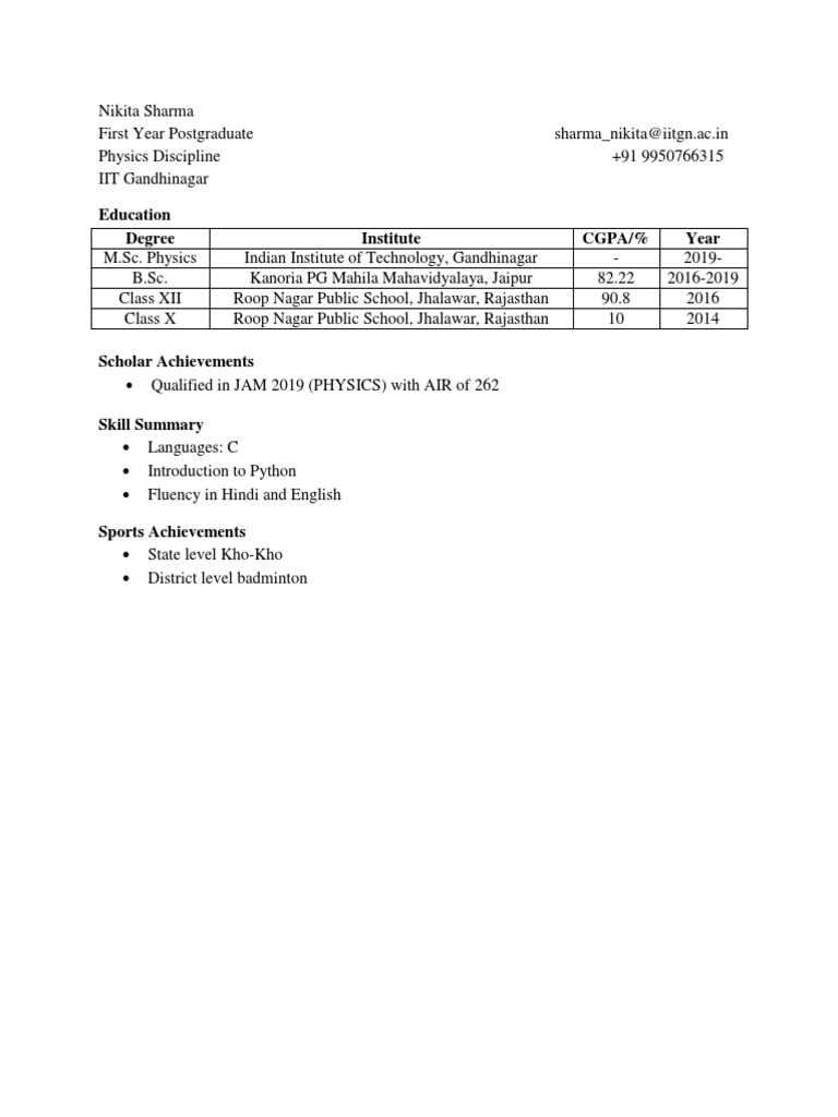 Nikita Resume PDF | PDF