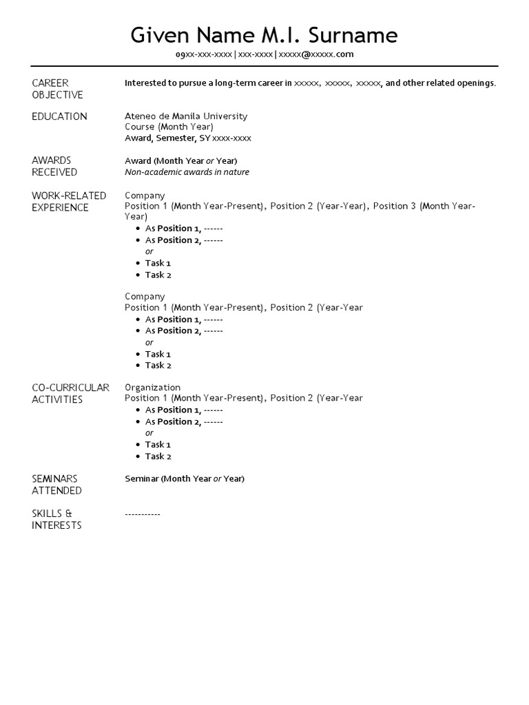 Template - Resume (With Awards Received) | PDF