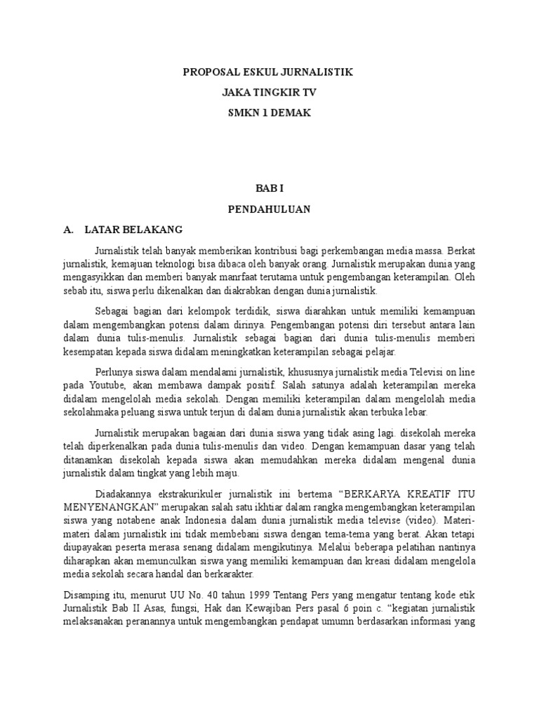 Proposal Eskul Jurnalistik Televisi | PDF