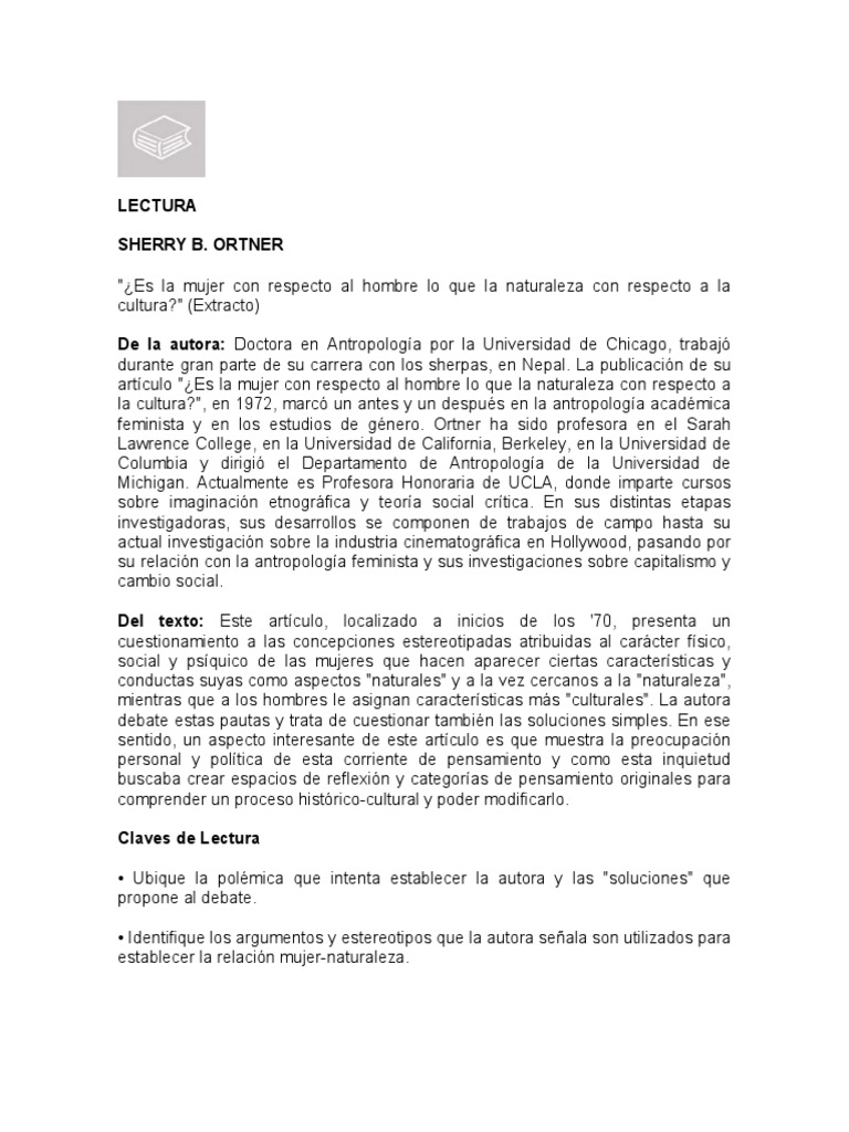 Sherry Ortner | PDF | Mujer | Homo Sapiens