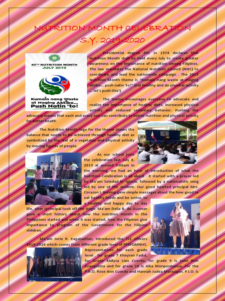 Nutrition Month Celebration 2019 Report | PDF | Healthy Diet | Nutrition