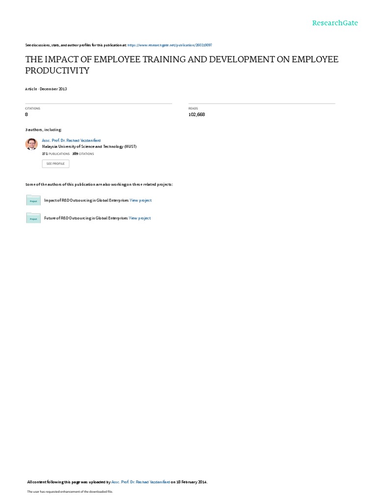 The Impact of Employee Training and Development On Employee | PDF ...
