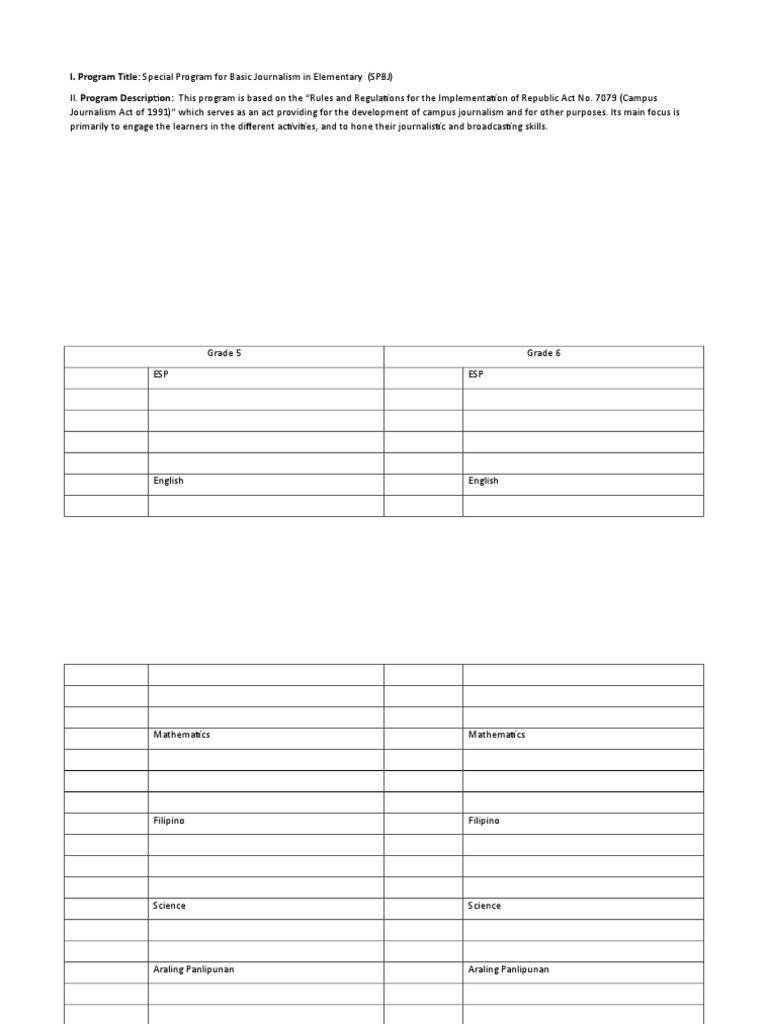 Special Program For Basic Journalism in Elementary | PDF | Copy Editing ...