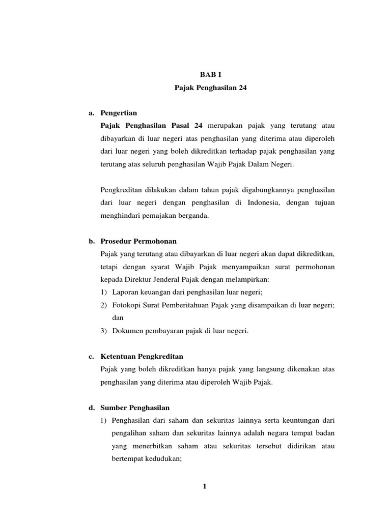 Pajak Penghasilan Pasal 24 Dan Pasal 25 | PDF