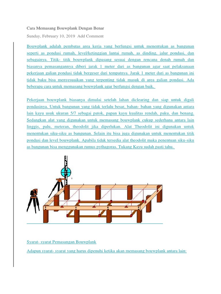 Cara Memasang Bouwplank Dengan Benar | PDF