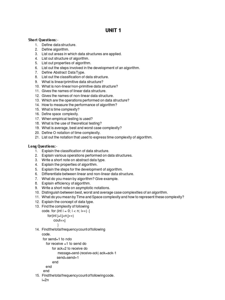 Fundamentals Of Data Structures And Algorithms An Overview Of Key Concepts Pdf Array Data