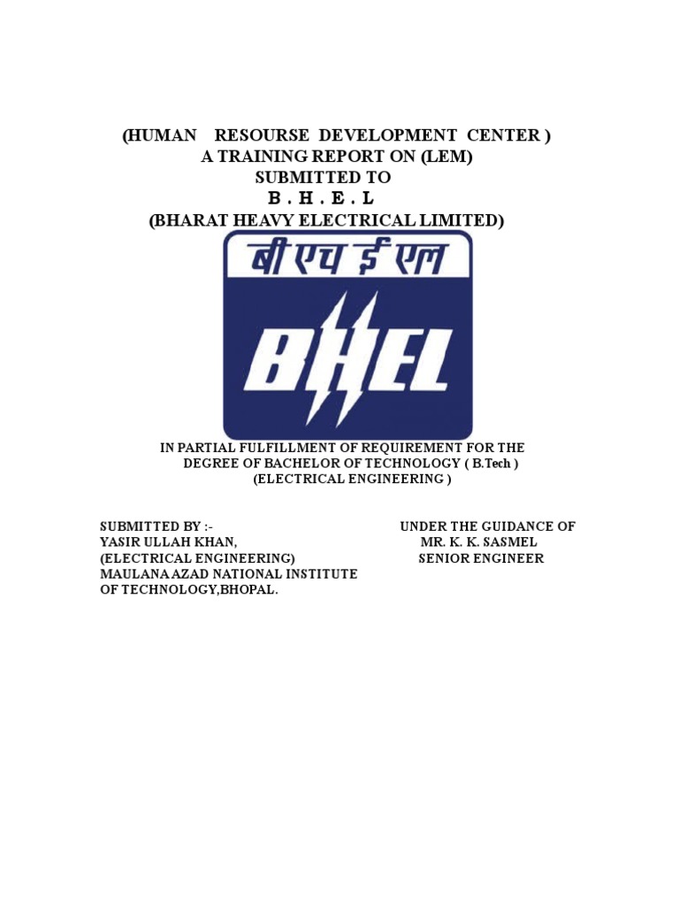 Bhel Lem Report | PDF | Electric Motor | Electricity