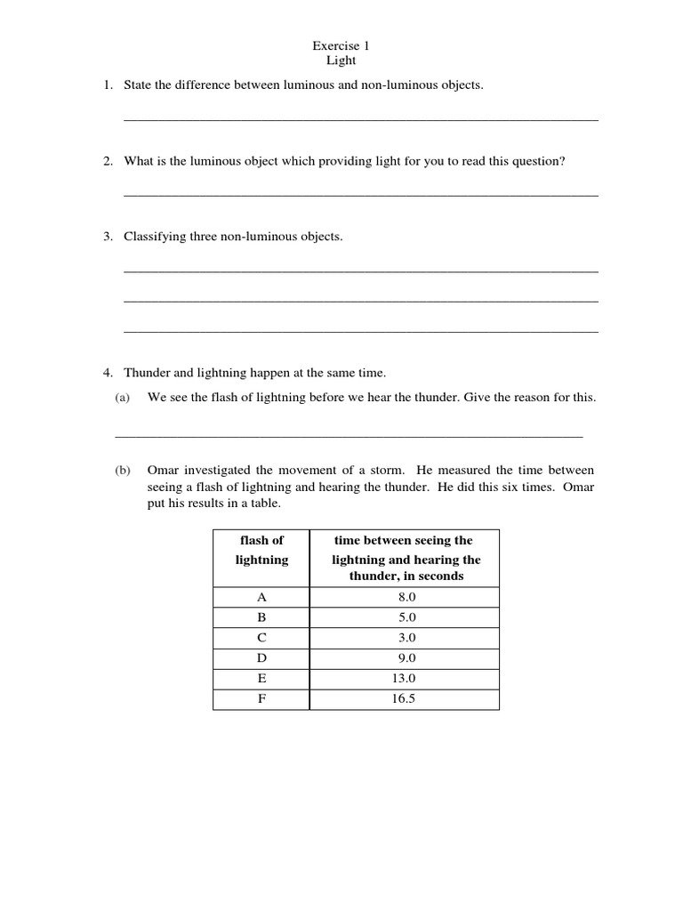 Exercise 1 | PDF | Thunder | Lightning