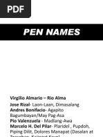 Filipino Writers and Their Pen Names | PDF | Philippines | Manila