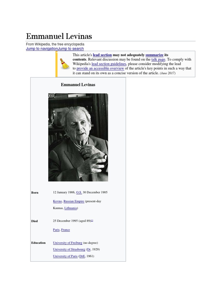 Emmanuel Levinas | PDF | Philosophical Movements | Contemporary Philosophy