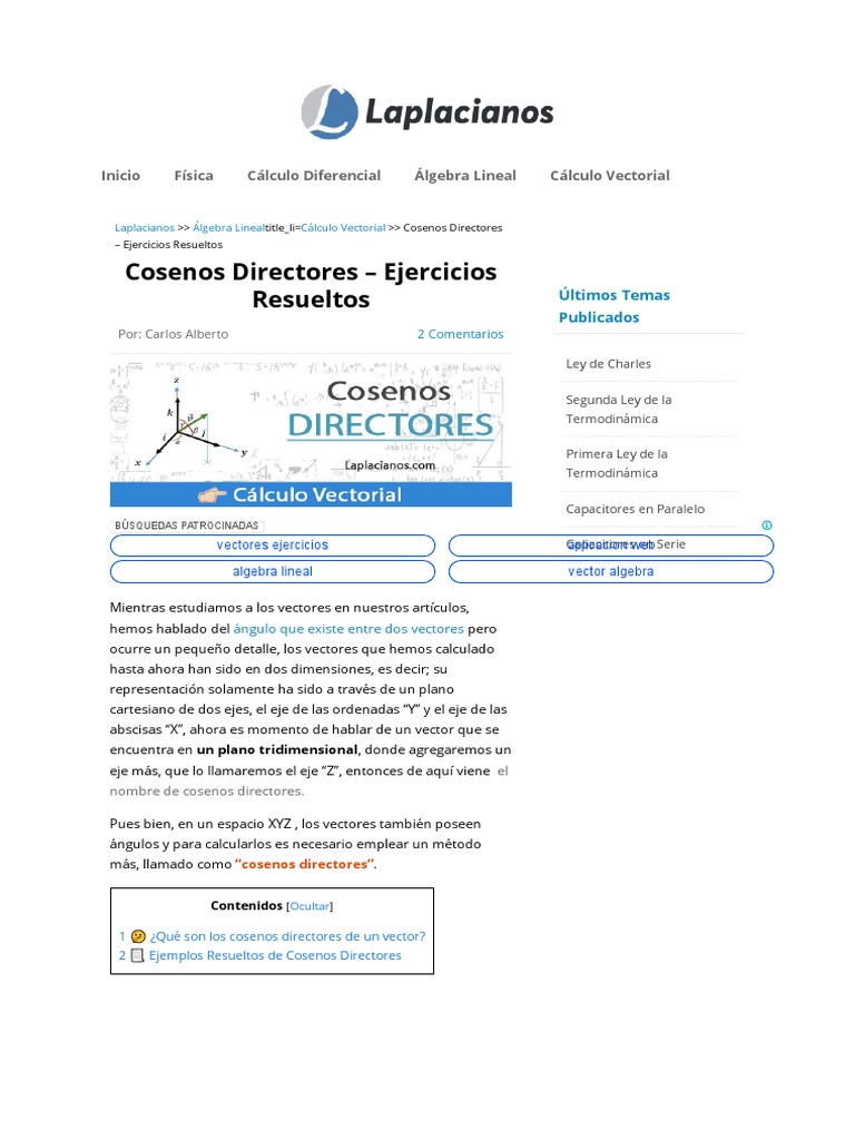 Cosenos Directores: Ejercicios Resueltos | PDF | Vector Euclidiano ...