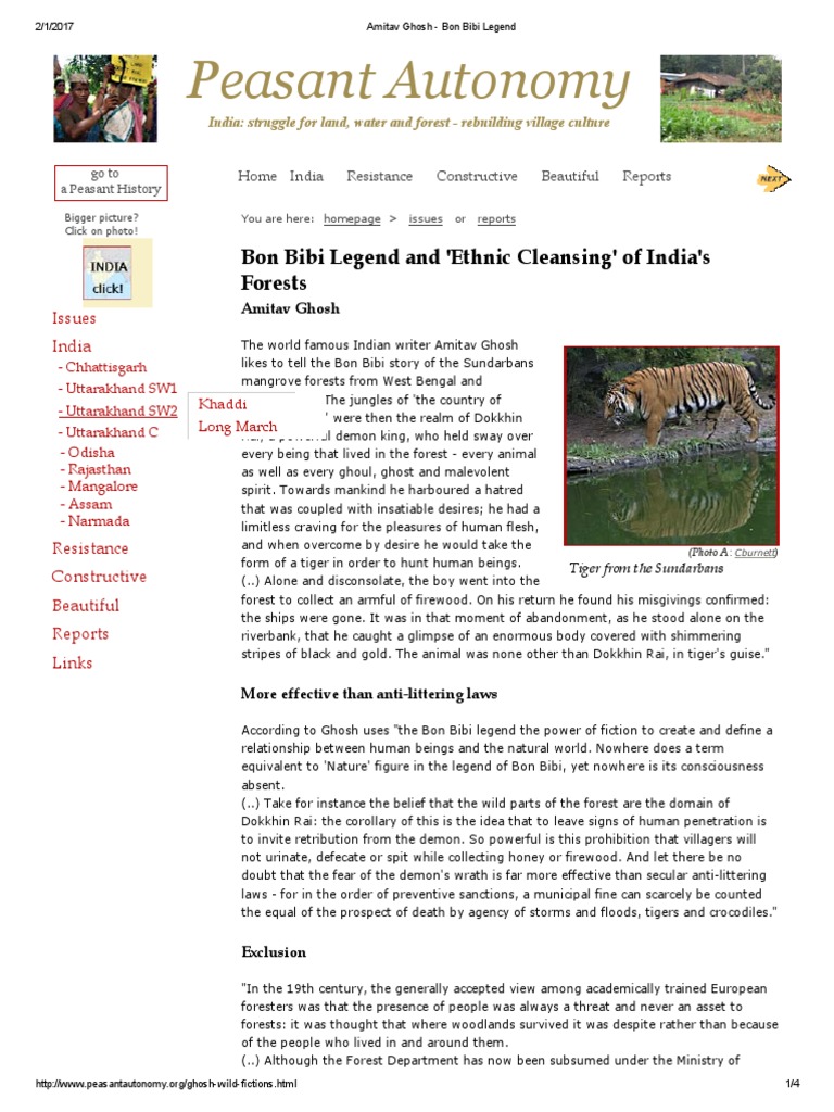 Amitav Ghosh - Bon Bibi Legend | PDF | Tiger