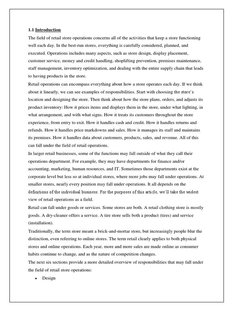 Retail Operations Overview and Insights | PDF | Supermarket | Retail