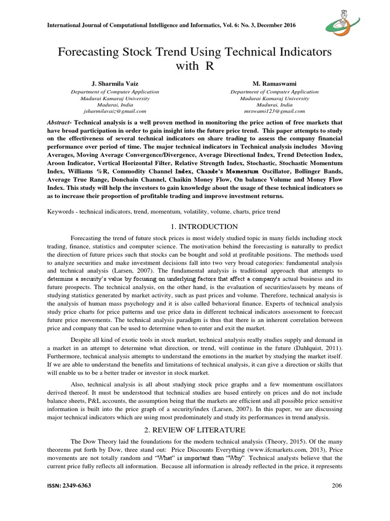 Forecasting Stock Trend Using Technical Indicators With R | PDF | Technical Analysis | Moving ...