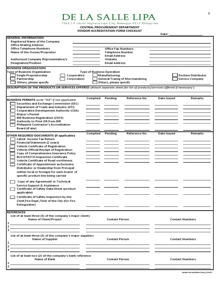 Vendor Accreditation Form - 071318 Revised PDF | PDF | Sole ...
