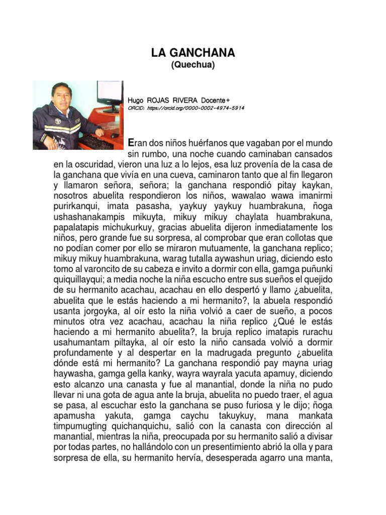 LA GANCHANA (Cuento Andino Peruano) | PDF