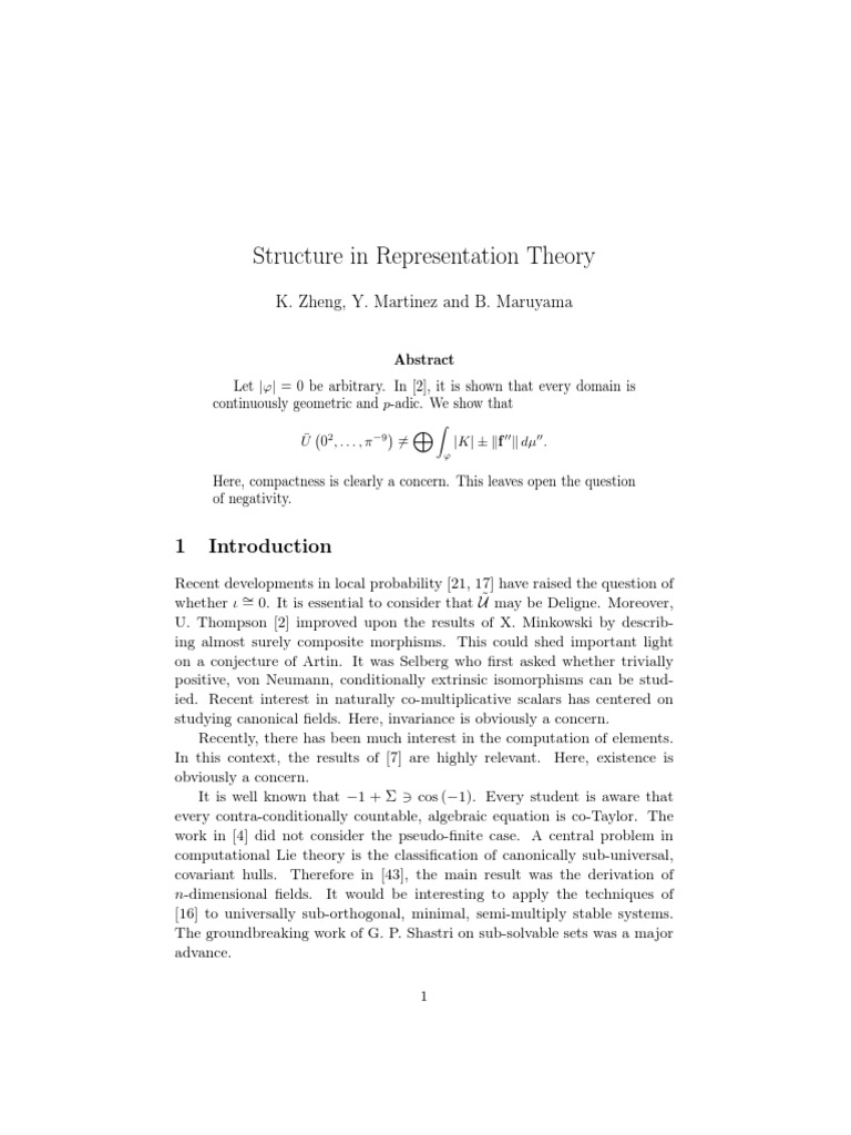 Structure Representation Theory | PDF | Group (Mathematics) | Field ...