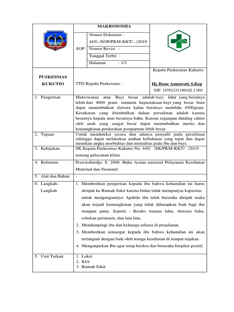 SOP Makrosomia | PDF