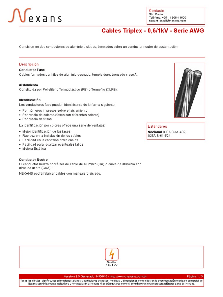 AAC - Conductores de Aluminio - Cable Triplex | PDF | Electricidad ...
