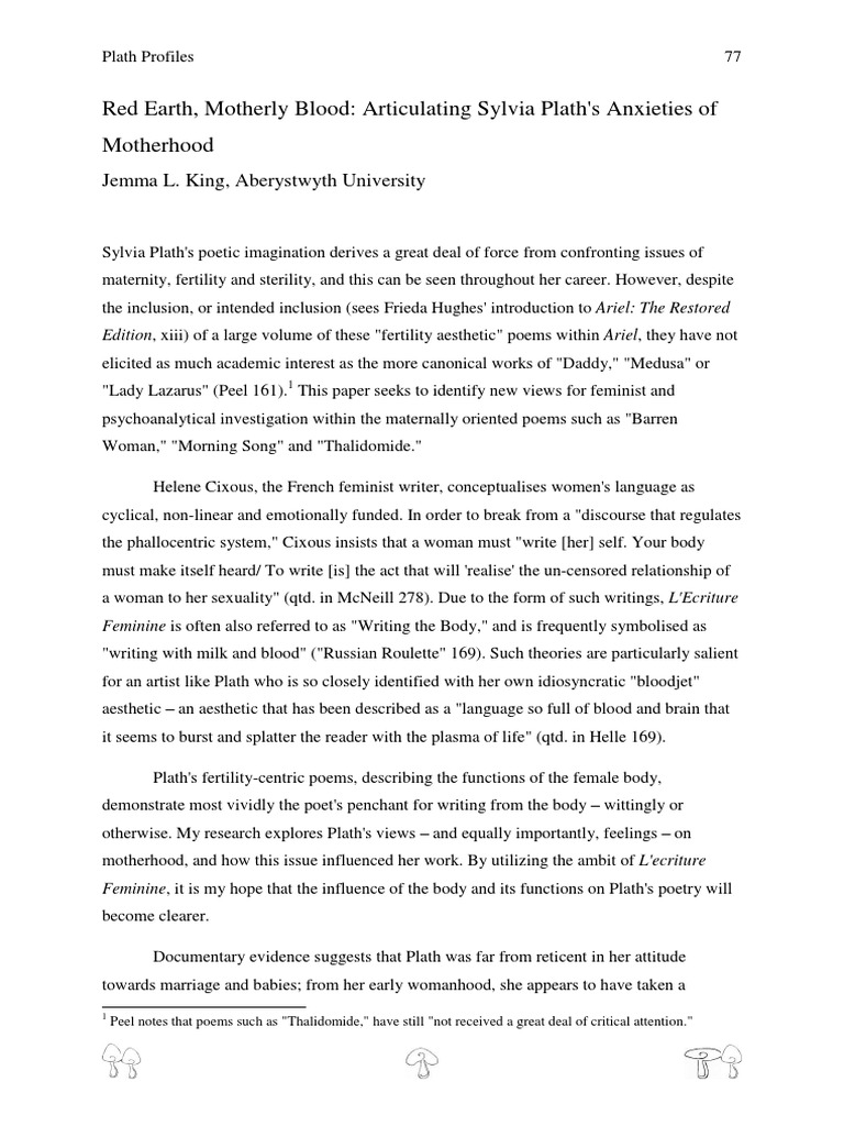 Plath's anxieties of motherhood revealed in fertility poems | PDF ...