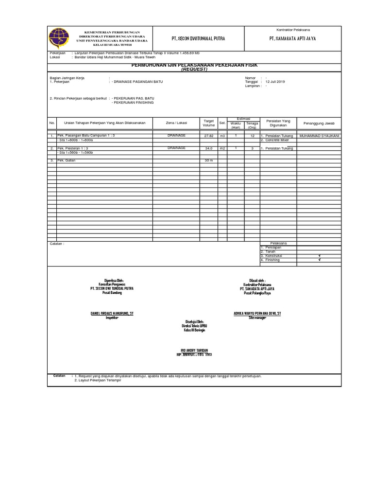 Contoh Request Pekerjaan | PDF