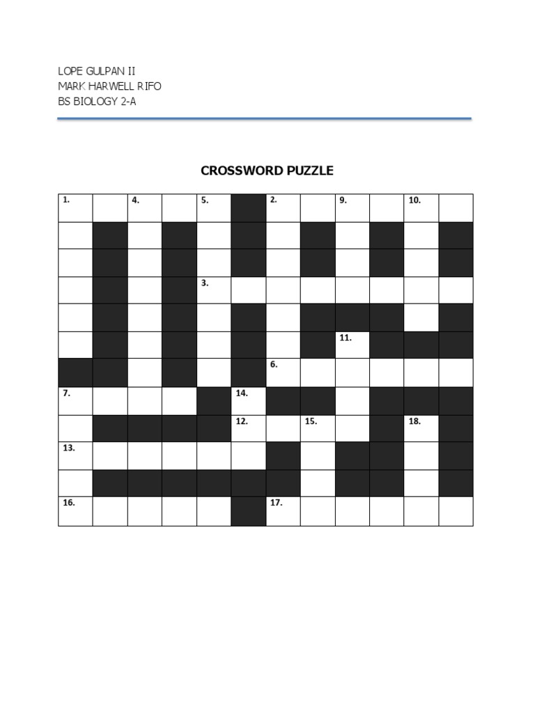 Crossword Puzzle | PDF
