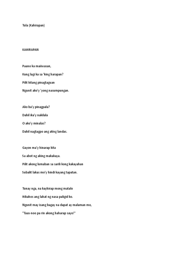 Tula (Kahirapan | PDF