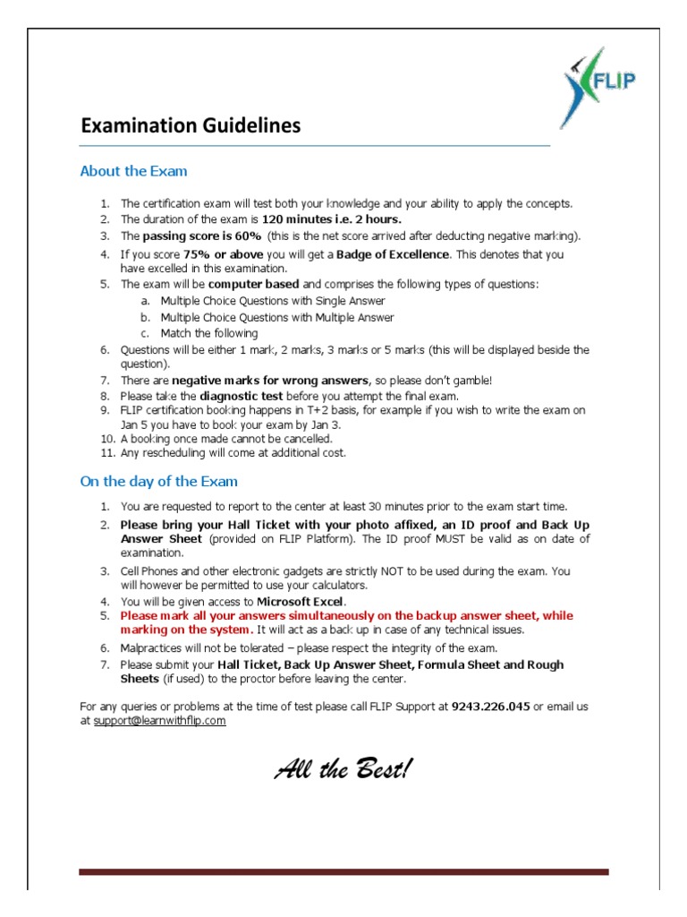 Exam Guidelines PDF | PDF | Multiple Choice | Tests