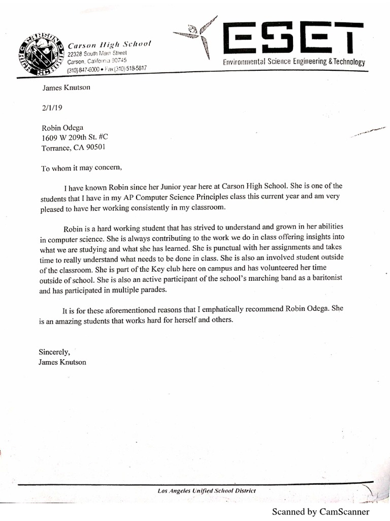 Rec Letter 1 | PDF