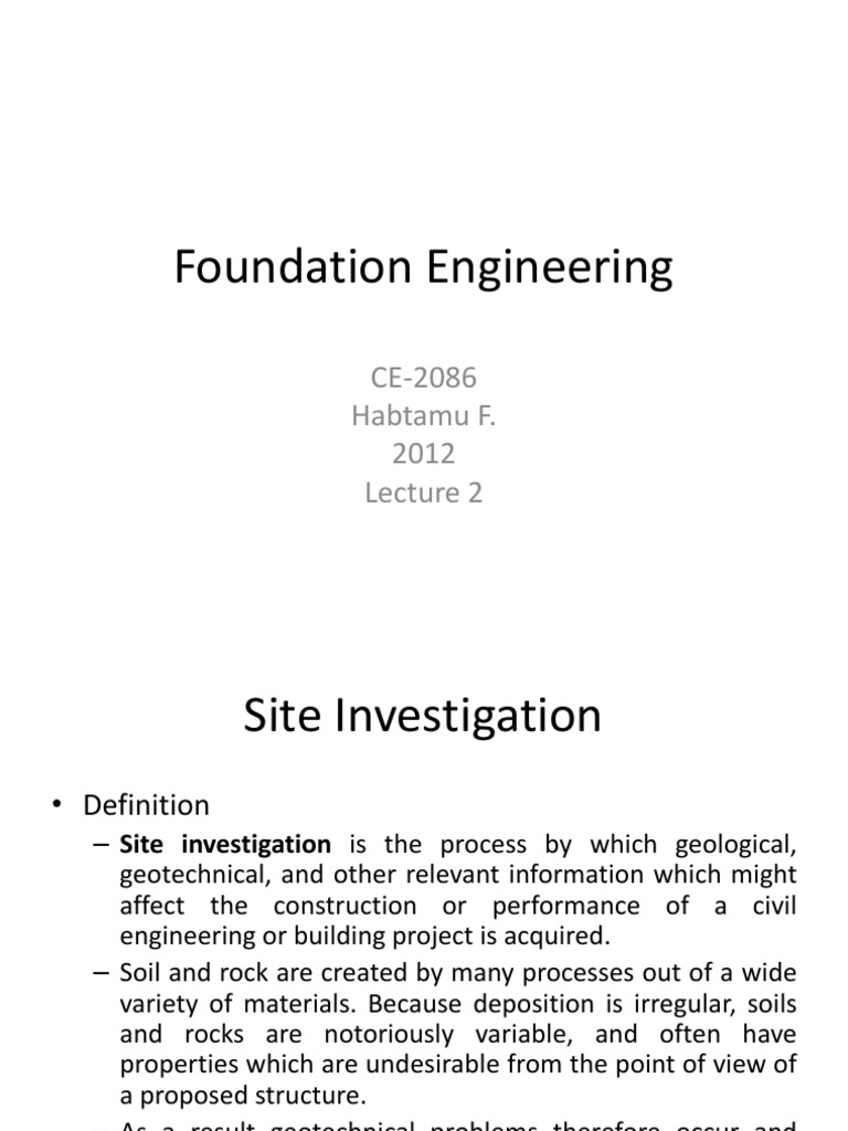 Site Investigation in Foundation Engineering | PDF | Geotechnical ...