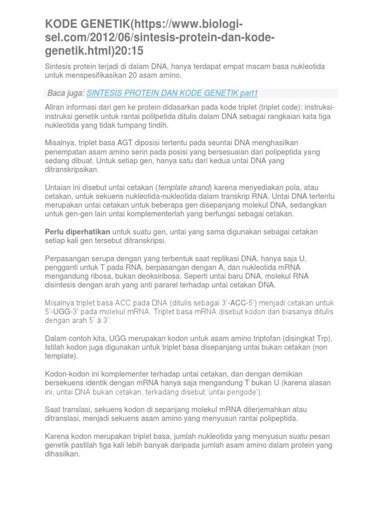 Kode Genetik | PDF