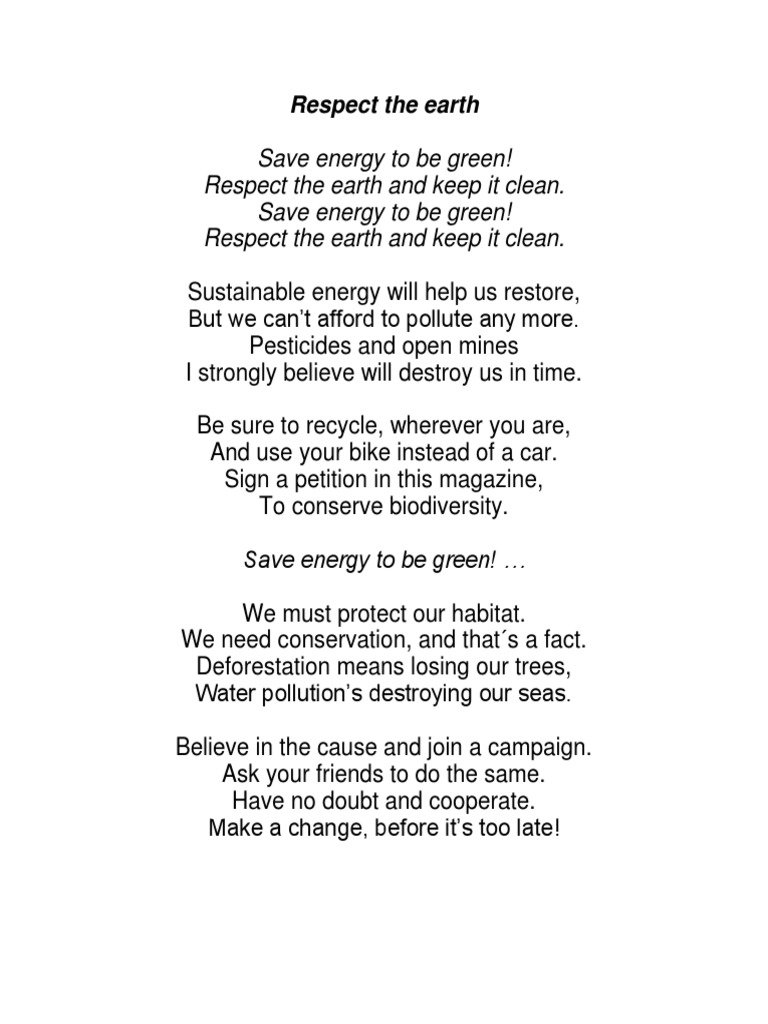 Respect the Earth: A Call to Action | PDF | Environmental Science ...