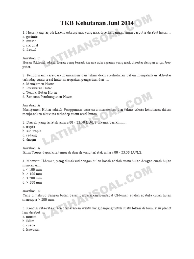 TKB Kehutanan PDF | PDF