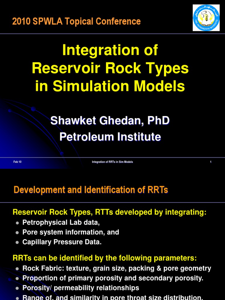 Integrated Reservoir Rock Types Analysis | PDF | Petroleum Reservoir ...