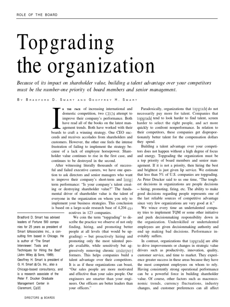 Topgrading: Boosting Talent for Value | PDF | Strategic Management ...