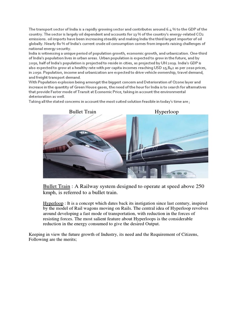 Bullet Train Hyperloop | PDF | Hyperloop | High Speed Rail