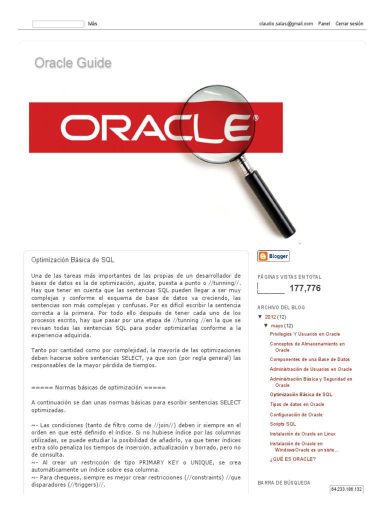 Oracle Guide - Optimización Básica de SQL | PDF | SQL | Tabla (base de datos)