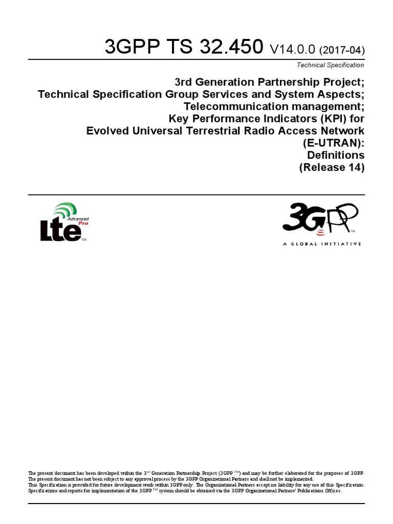 3GPP TS 32.450: Technical Specification | PDF | 3 Gpp | Lte (Telecommunication)