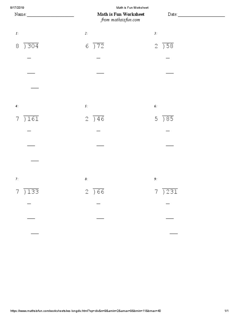 Math Is Fun Worksheet PDF | PDF