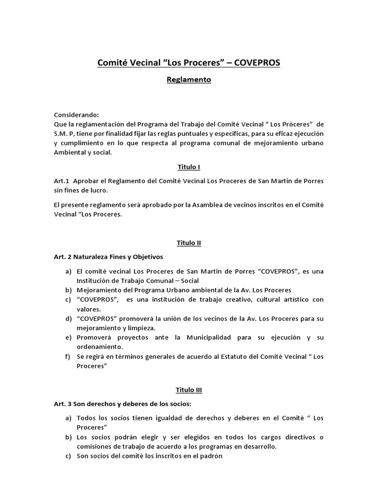 Comité Vecinal | PDF | Regulación | Esfera pública