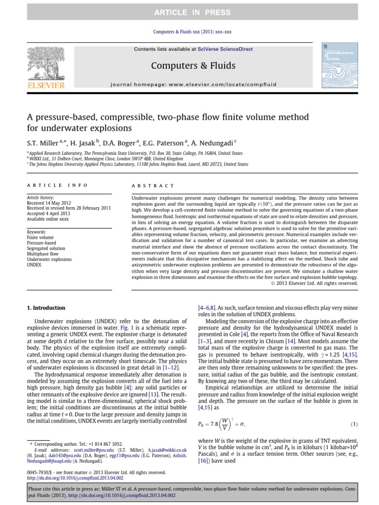 Computers & Fluids: S.T. Miller, H. Jasak, D.A. Boger, E.G. Paterson, A. Nedungadi | PDF | Fluid ...