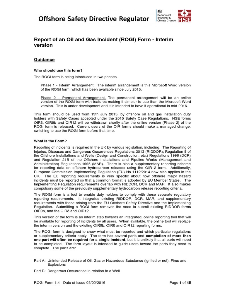 ROGI Form | PDF | Underwater Diving | Blowout (Well Drilling)