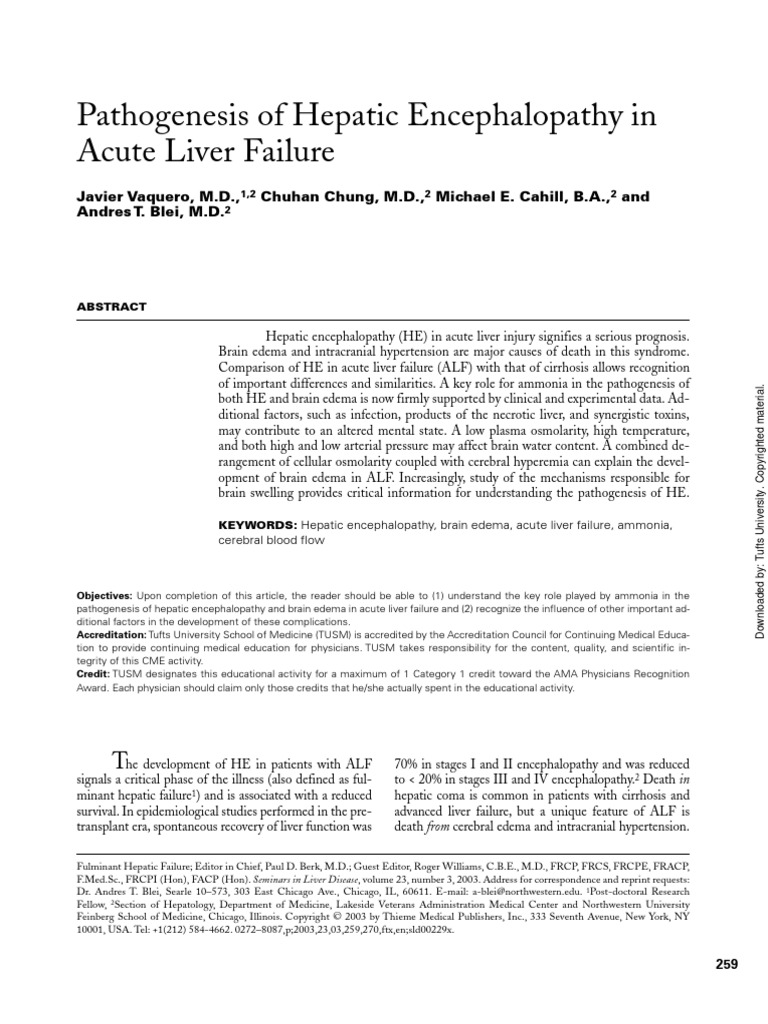 Pathogenesis of Hepatic Encephalopathy in Acute Liver Failure 2003 ...