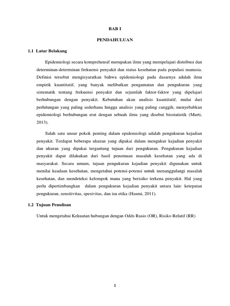 MAKALAH Kekuatan Hubungan Dengan Odds Rasio (Or) Dan Risiko Relatif (RR ...