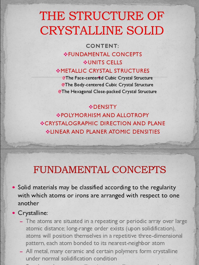 The Structure of Crystalline Solid | PDF | Crystal Structure | Crystal