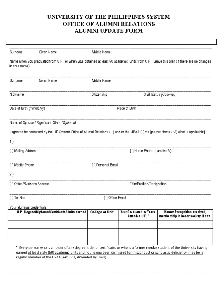 UPS OAR Alumni Update Form UPAA Application Option OAR and UPAA Privacy ...