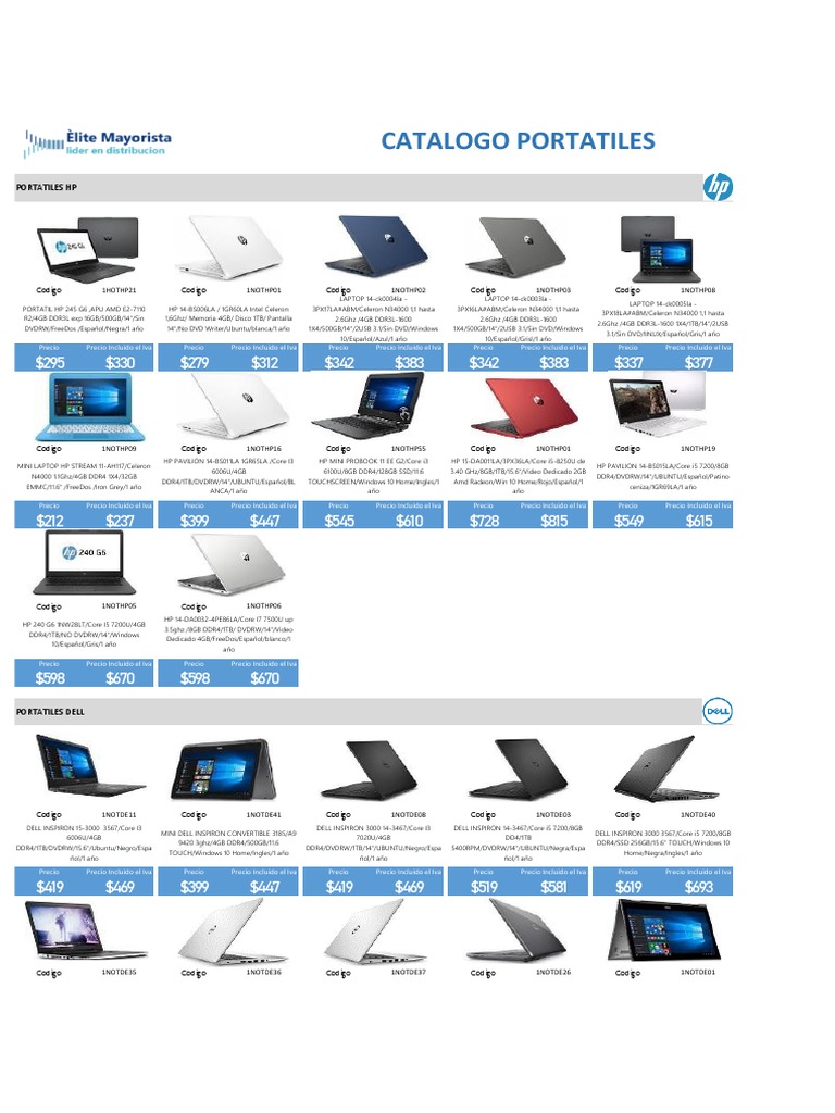 Catalogo Nuevo Portatiles Agosto | PDF | Empresas de informática de los ...