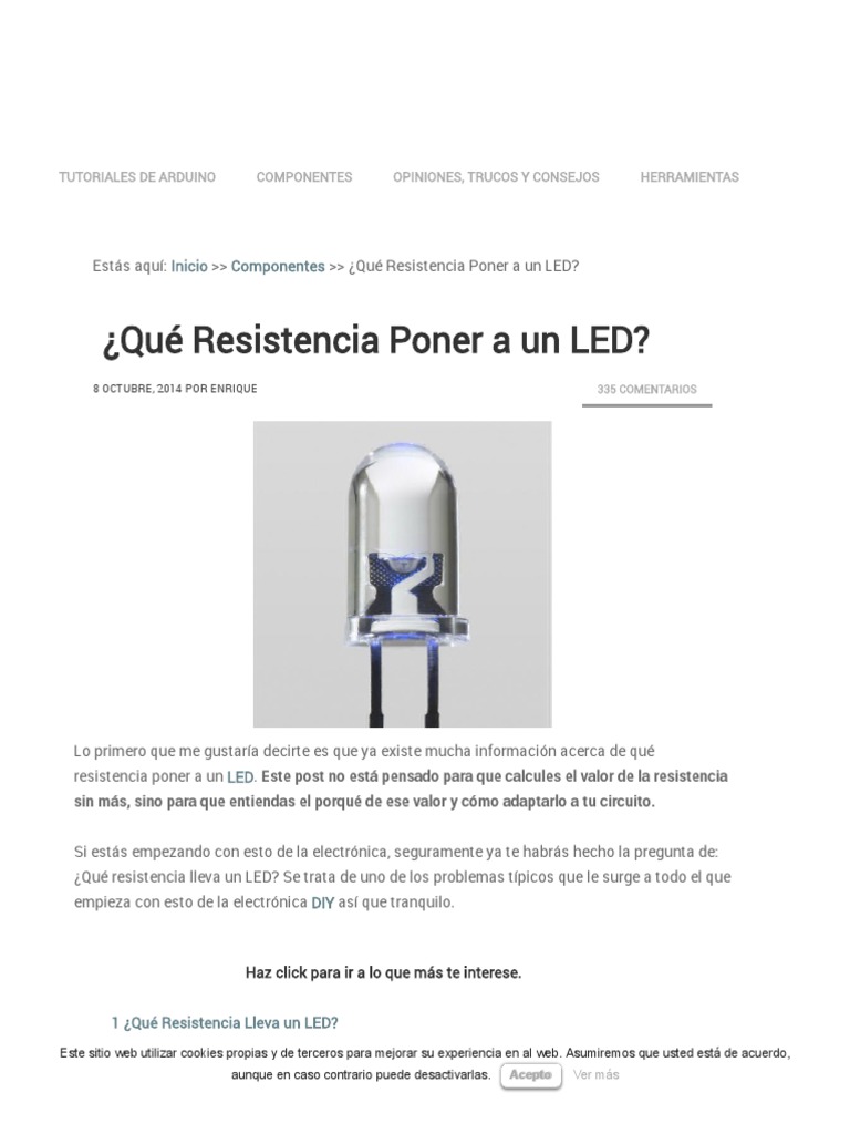 Resistencia para Led | PDF | Diodo emisor de luz | Resistencia ...