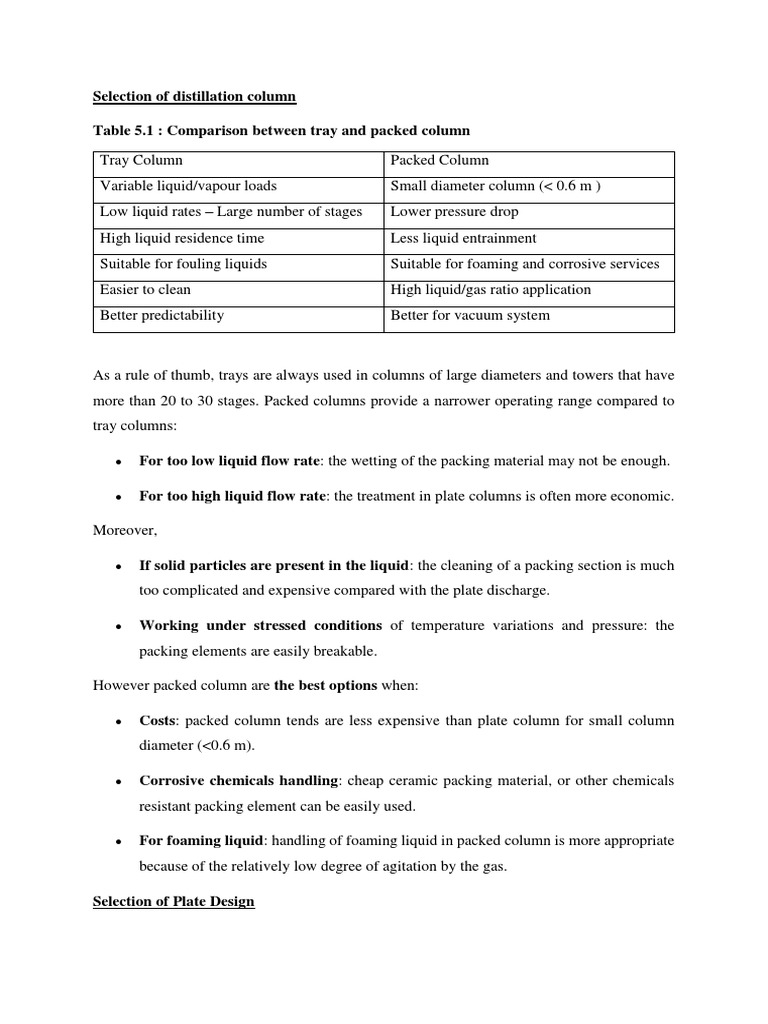 Chap5 Design Specification Column D-101 | PDF | Liquids | Distillation