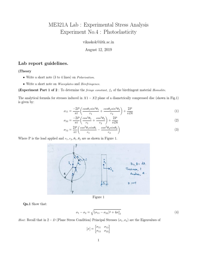 ME321A Lab: Experimental Stress Analysis Experiment No.4 ...